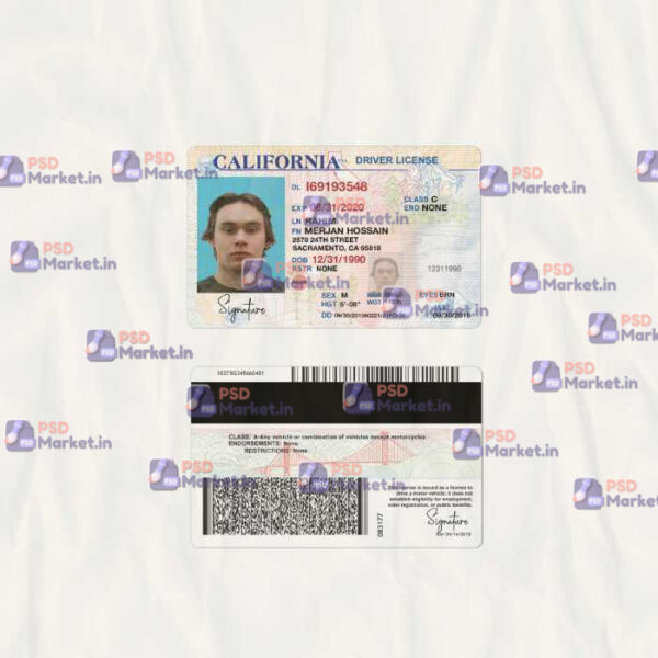 California Drivers License PSD Template (Front & Back) V1 ...