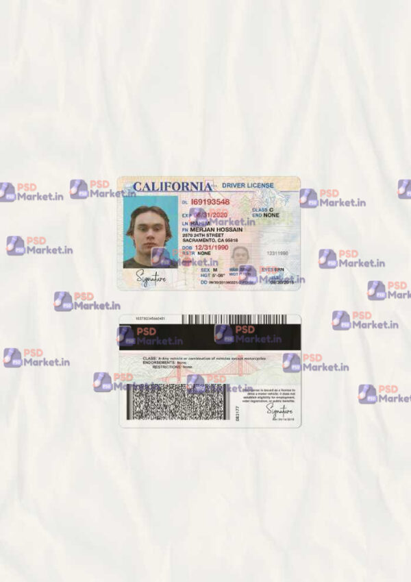 California Drivers License PSD Template (scan) V1 - Globalpsdtemplate