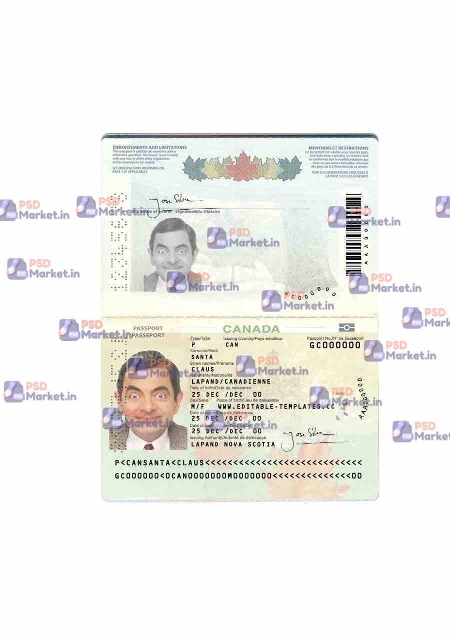Canada Passport PSD Template (V1) - Globalpsdtemplate