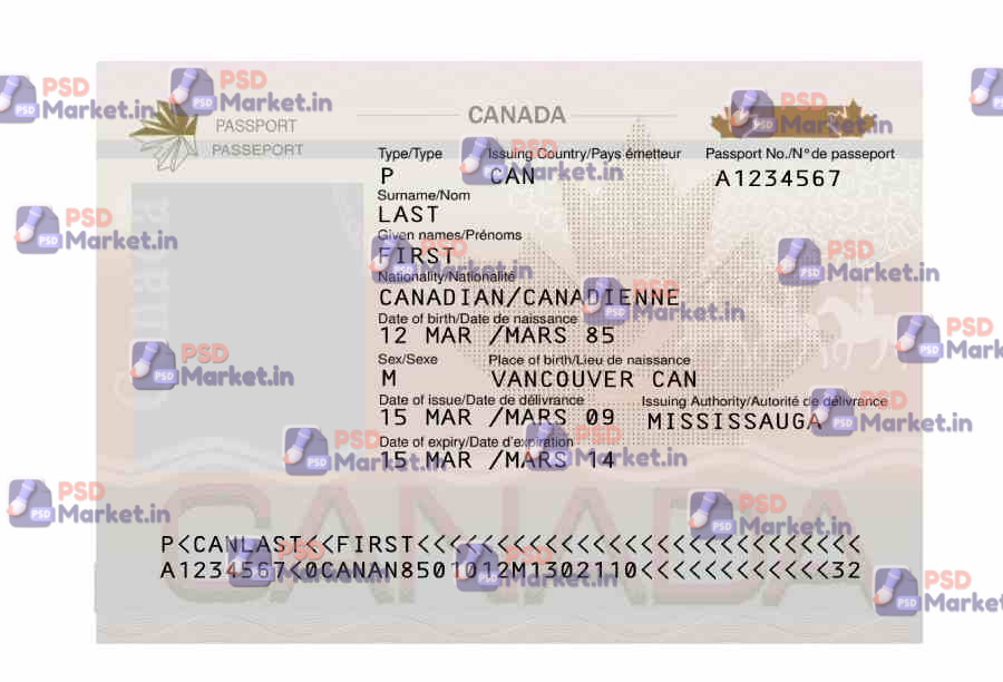 Canada Passport PSD Template (V2) - Globalpsdtemplate