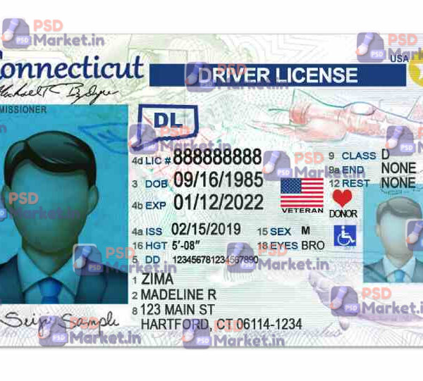 Connecticut Drivers License PSD Template (scan) - Globalpsdtemplate