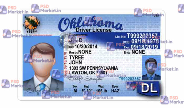 Oklahoma Drivers License PSD Template (V2) - Globalpsdtemplate