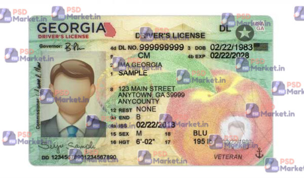 Georgia Drivers License PSD Template (Front & Back) V1 - Globalpsdtemplate