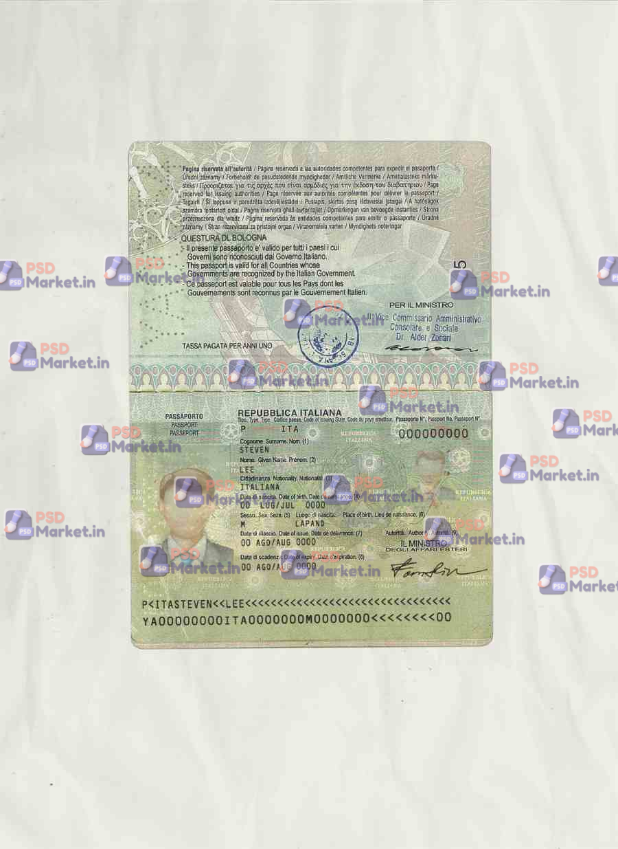 Italy Passport Template - Globalpsdtemplate