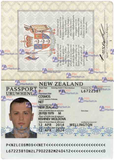 New Zealand Passport Template - Globalpsdtemplate