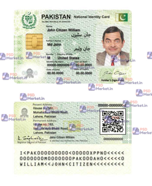Pakistan Id Card Template - Globalpsdtemplate