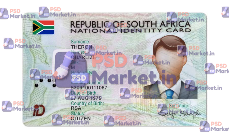 South Africa ID Card PSD Template (Front & Back) - Globalpsdtemplate