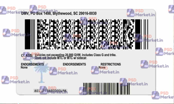 South Carolina Drivers License PSD Template (Front & Back) V2 ...
