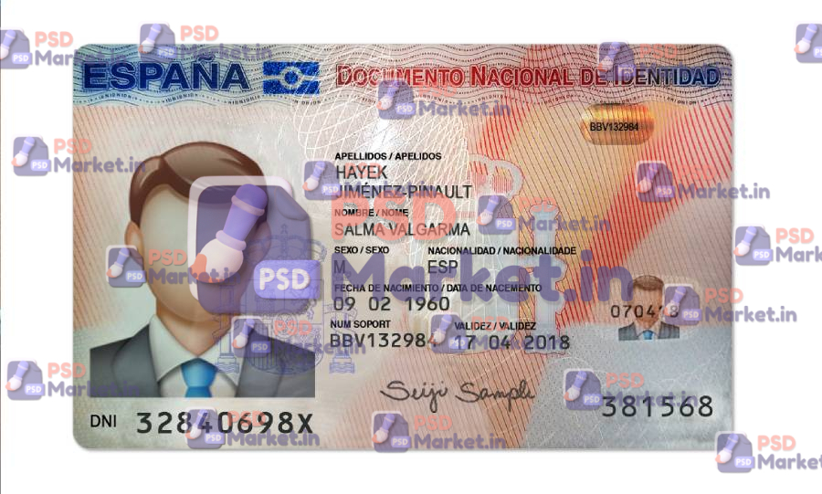 Spain ID Card PSD Template (Front & Back) V1 - Globalpsdtemplate