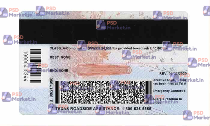 Texas Drivers License PSD Template (Front & Back) V2 - Globalpsdtemplate