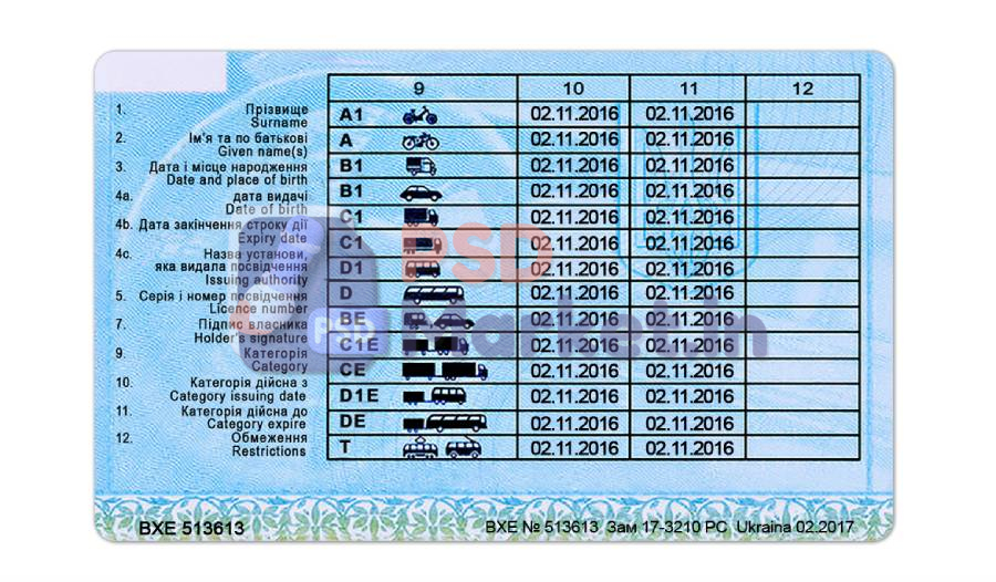Ukraine Driving Licence (Front & Back) Template - Globalpsdtemplate